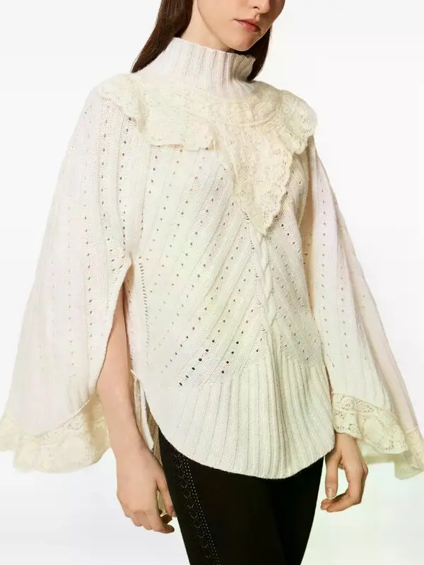TWINSET Crochet Panel High Neck Jumper