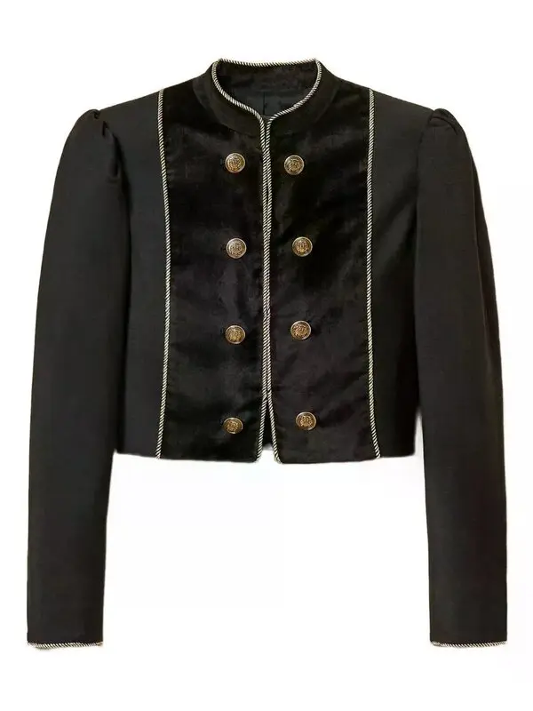TWINSET Velvet-trimmed Cropped Jacket