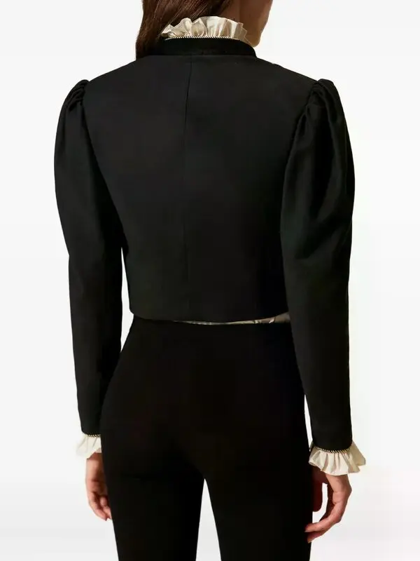 TWINSET Velvet-trimmed Cropped Jacket