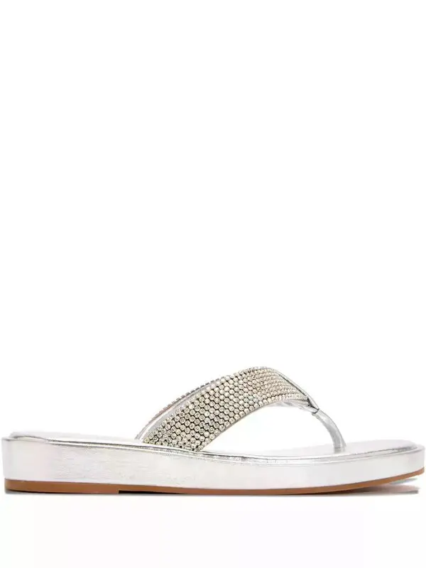 Schutz Embellished Thong Sandals - Silver