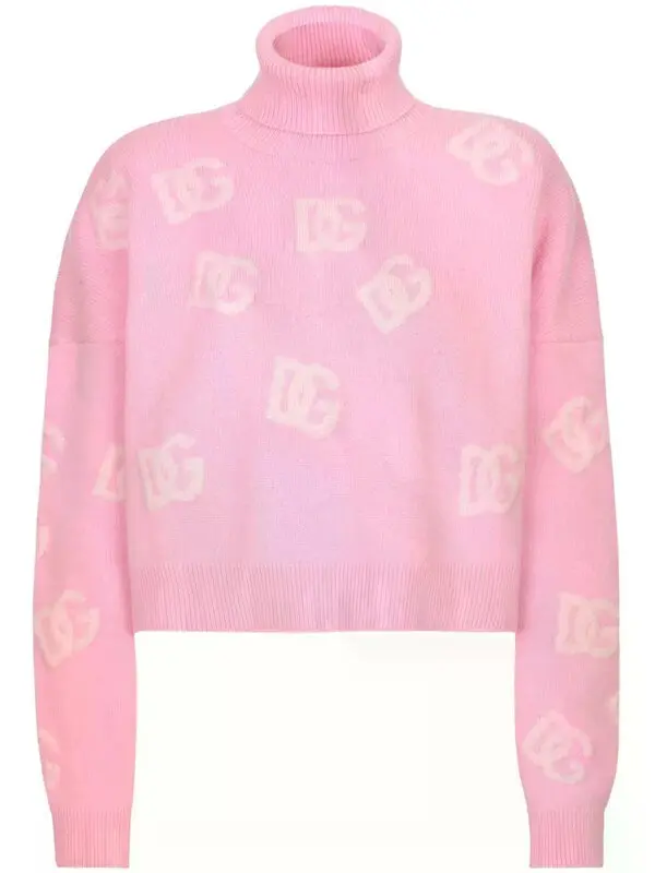 Dolce & Gabbana Dg Logo Cropped Cashmere Sweater - Pink
