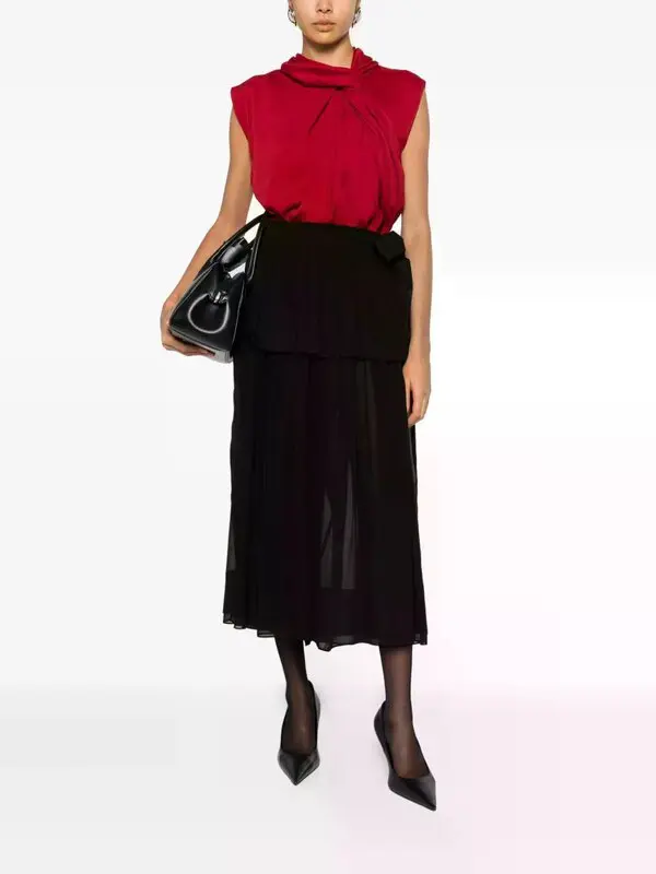 LANVIN Sleeveless Draped Blouse With Tie Detail