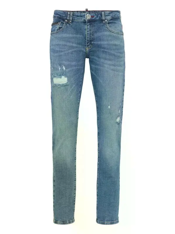 Philipp Plein Straight Leg Jeans With Distressed Detailing