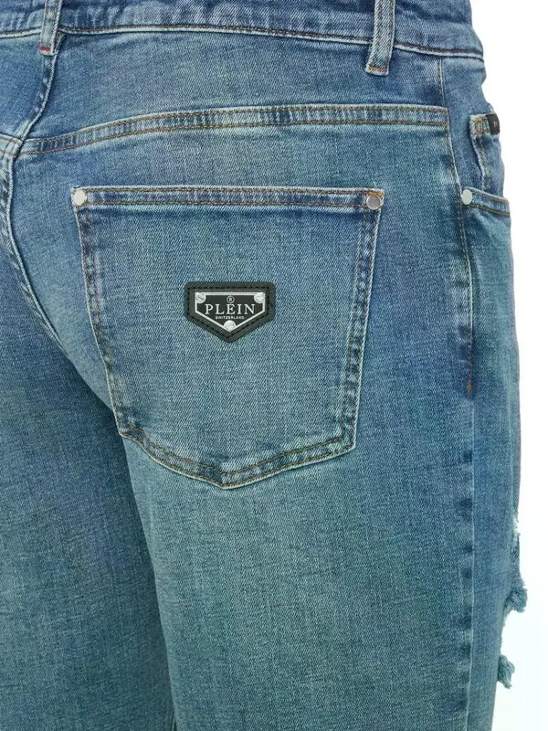 Philipp Plein Straight Leg Jeans With Distressed Detailing - Blue