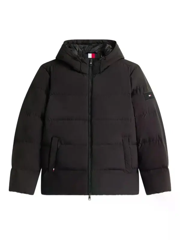 Tommy Hilfiger Hooded Padded Jacket With Logo Patch - Black