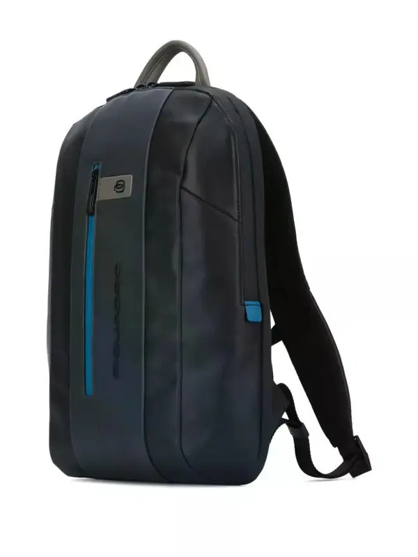 PIQUADRO Leather Laptop Backpack - Black