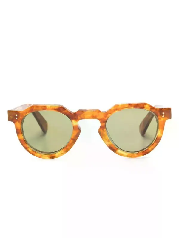 LESCA Crown Tortoiseshell Round-frame Sunglasses - Brown