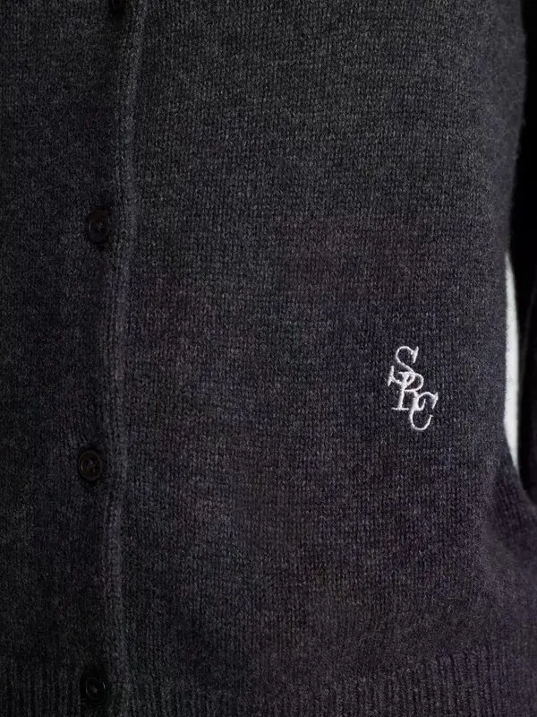 Sporty & Rich Button Logo Cardigan - Grey