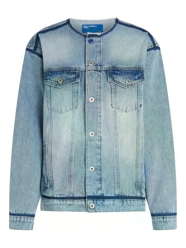 Karl Lagerfeld Collarless Denim Jacket