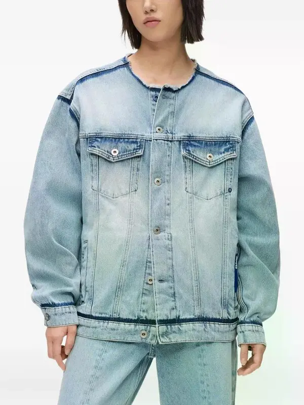 Karl Lagerfeld Collarless Denim Jacket
