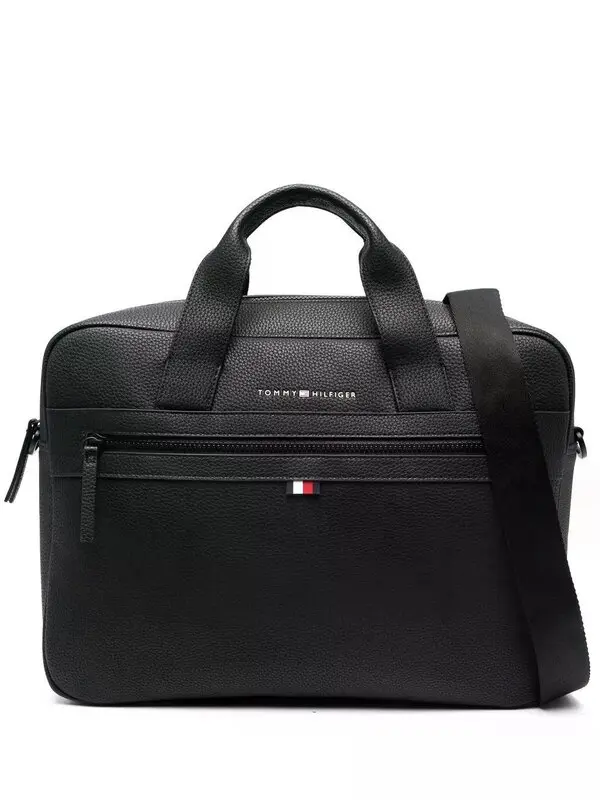 Tommy Hilfiger Logo Plaque Laptop Bag - Black