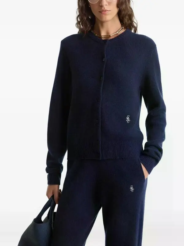 SPORTY & RICH Embroidered Cardigan - Blue