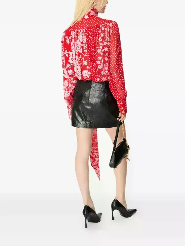 MARINE SERRE Embossed Moon Leather Mini Skirt