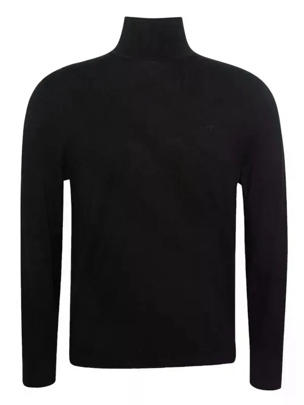 Calvin Klein Embroidered Roll-neck Top - Black
