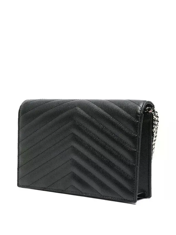 Saint Laurent Chevron Chain Clutch Bag - Black