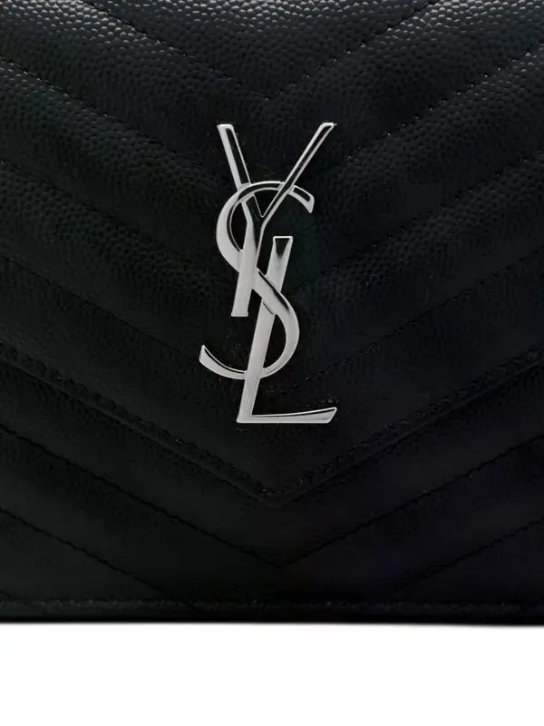 Saint Laurent Chevron Chain Clutch Bag - Black