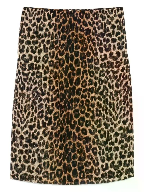 Saint Laurent Animal Print Knee Length Skirt - Brown