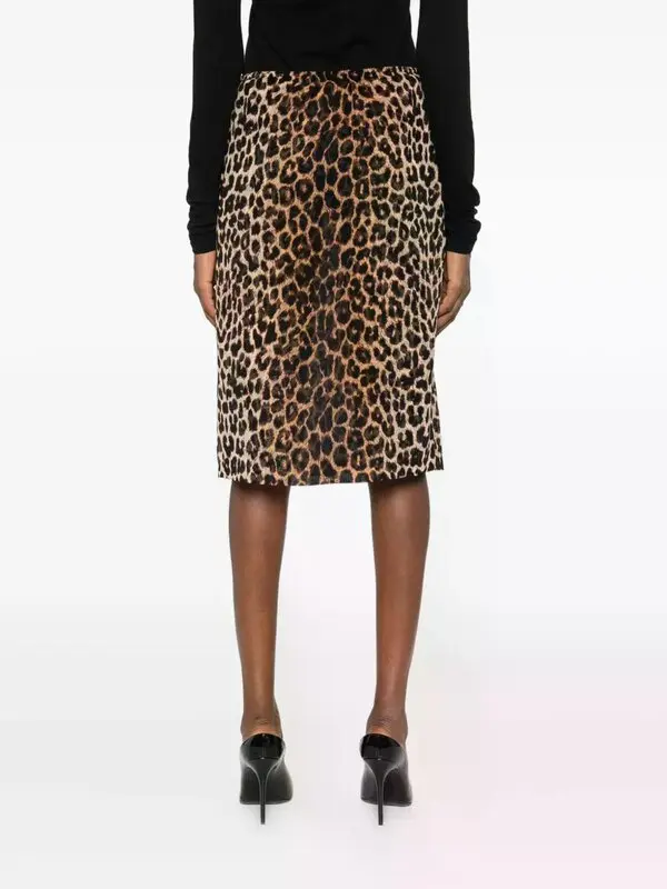 Saint Laurent Animal Print Knee Length Skirt