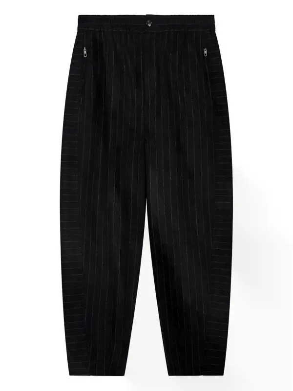 Giorgio Armani Pinstriped Tapered Trousers - Black