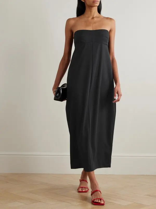 ST. AGNI Strapless Wool Maxi Dress