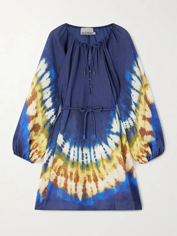 ALEMAIS Martine Tie-dyed Ramie Mini Dress - Blue