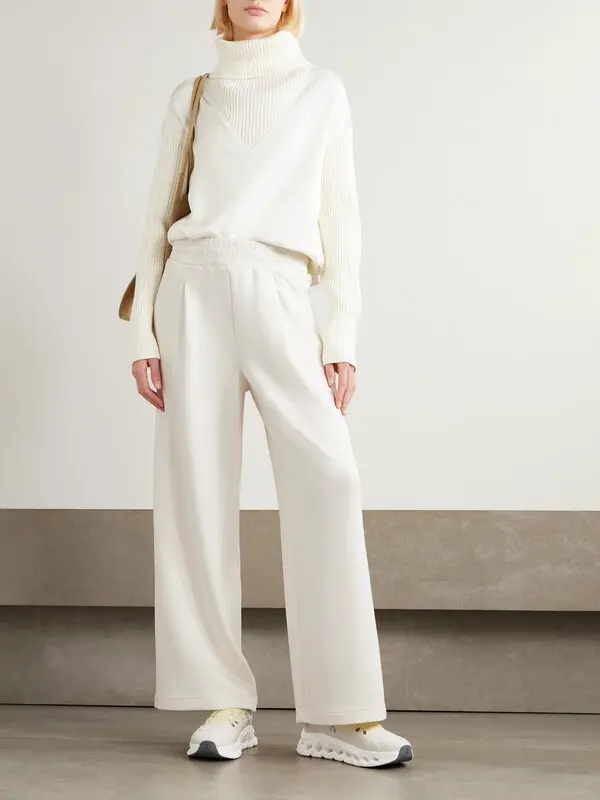Varley The Extra Wide Leg Pleated Doublesoft® Wide-leg Pants - Neutrals