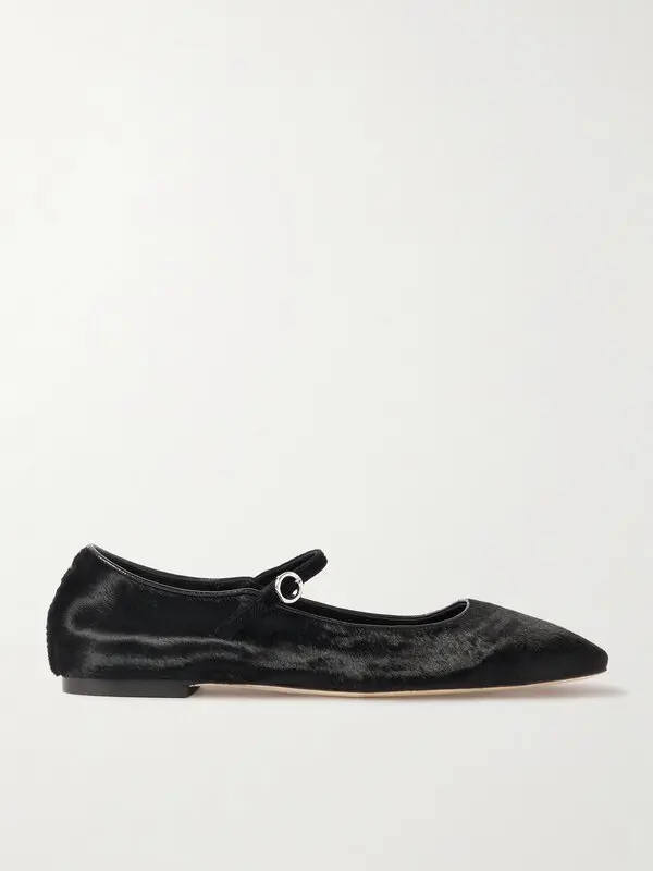 AeydĒ Uma Calf Hair Mary Jane Ballet Flats - Black