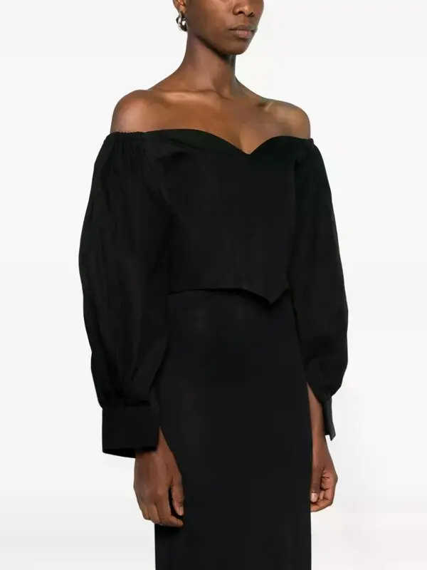 RHIZOME Veracruz Off-shoulder Corset Top With Puff Sleeves And Tie Fastening