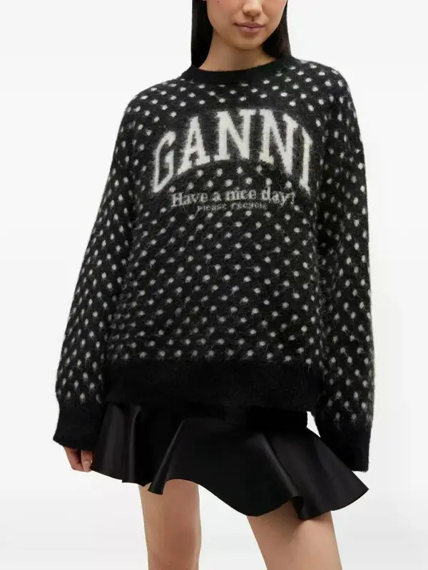 GANNI Polka-dot Logo Sweater