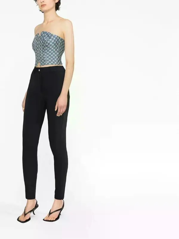 MISBHV Monogram-jacquard Strapless Corset Top