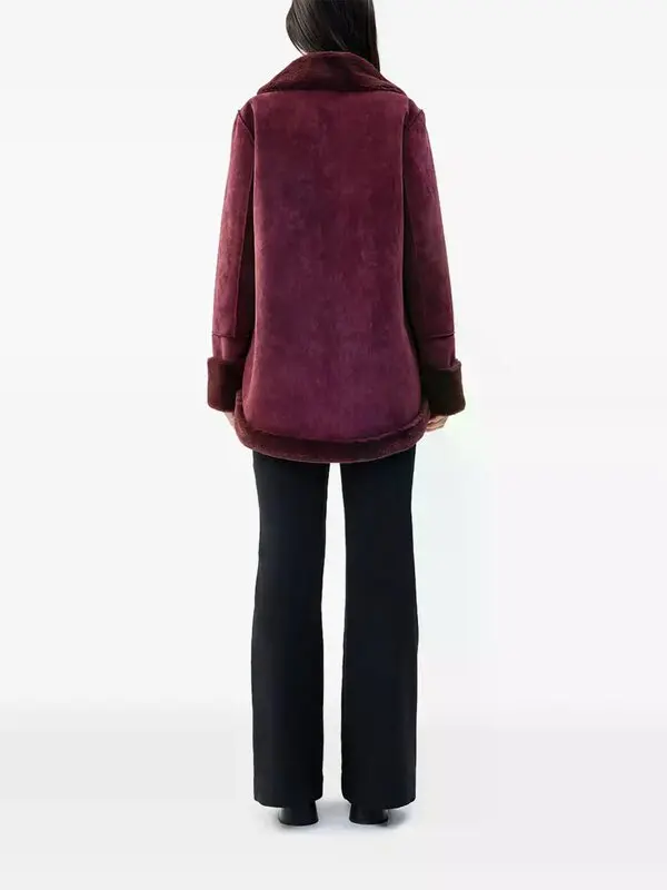 UNREAL FUR Burgundy Shawl Collar Jacket - Red