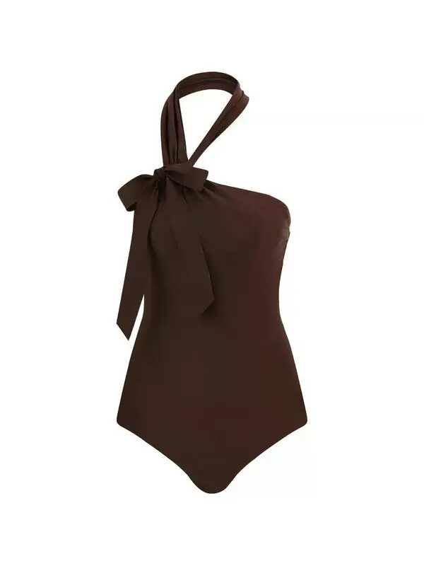 Zimmermann One-shoulder Swimsuit With Bow Detail - Brown