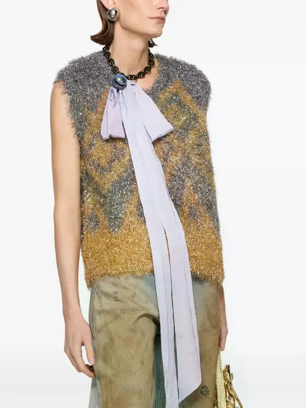 Acne Studios Sleeveless Geometric Knit Vest - Grey