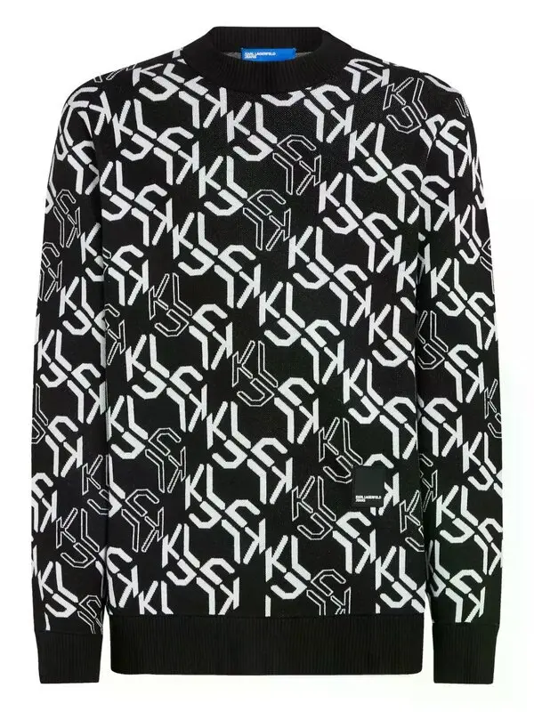 Karl Lagerfeld Monogram Pattern Sweater - Black