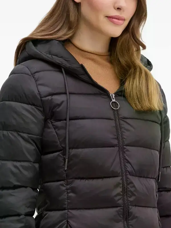 Sisley Quilted Hooded Zip Jacket - Black