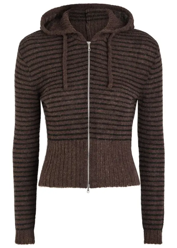 Our Legacy Striped Alpaca-blend Jumper With Drawstring Hood
