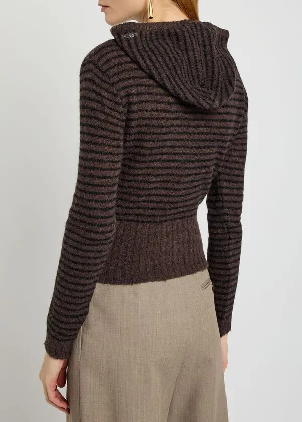 Our Legacy Striped Alpaca-blend Jumper With Drawstring Hood