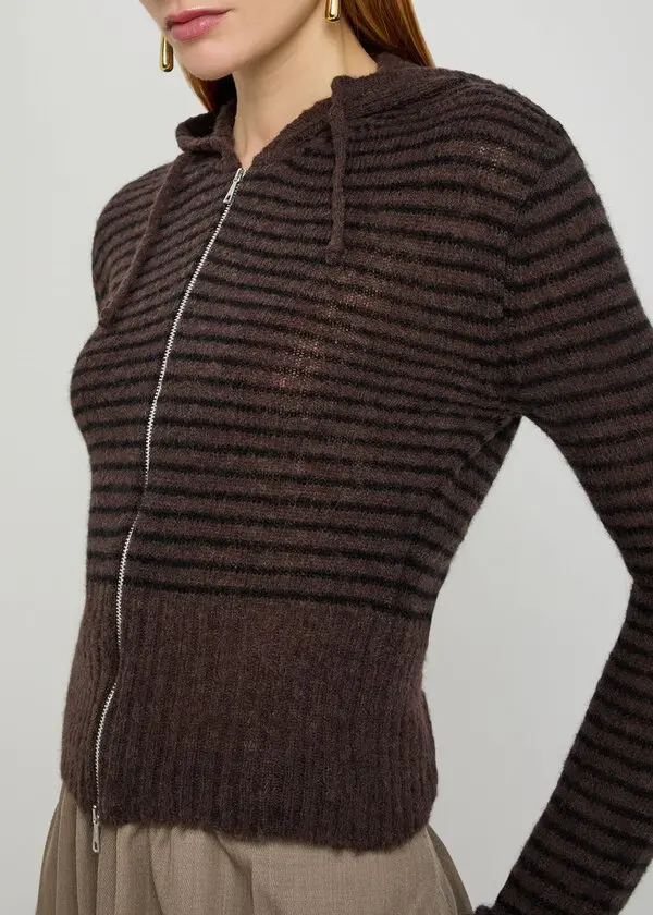 Our Legacy Striped Alpaca-blend Jumper With Drawstring Hood