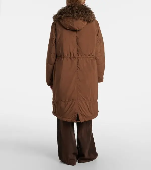 YVES SALOMON Doudoune Shearling-trimmed Down Coat