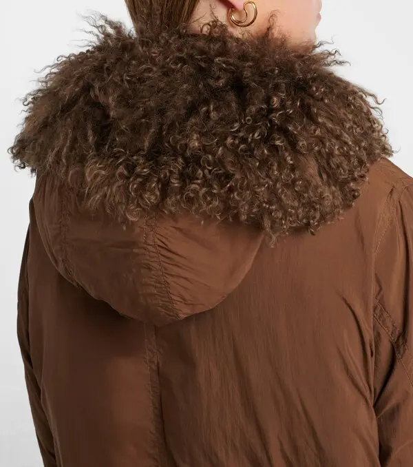 YVES SALOMON Doudoune Shearling-trimmed Down Coat