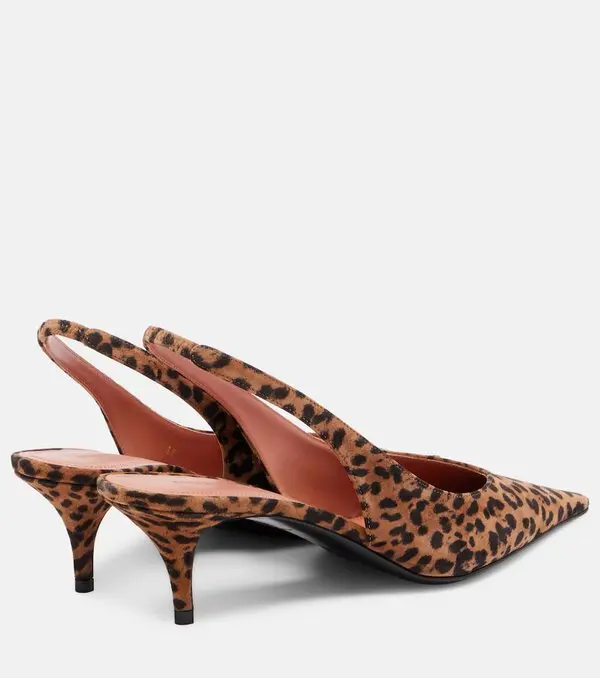 Amina Muaddi Leopard-print Suede Slingback Pumps - Multicoloured