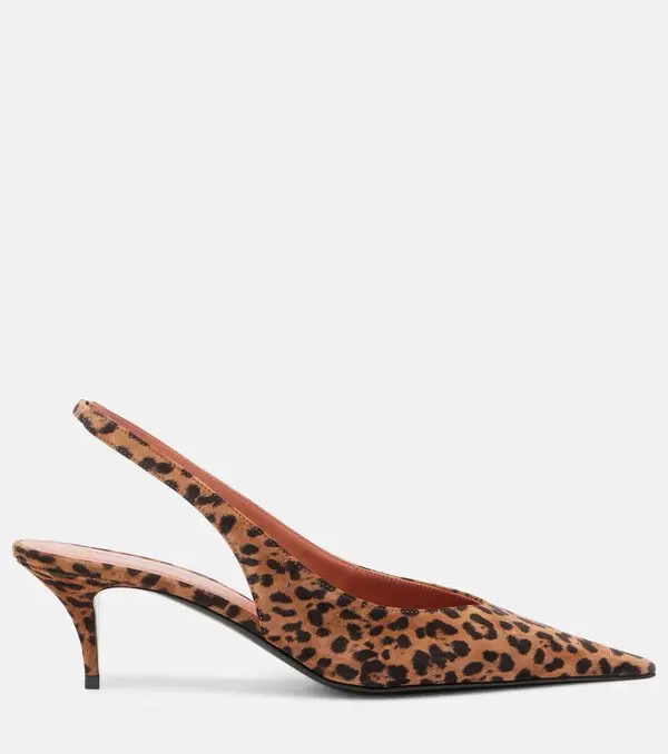 Amina Muaddi Leopard-print Suede Slingback Pumps - Multicoloured