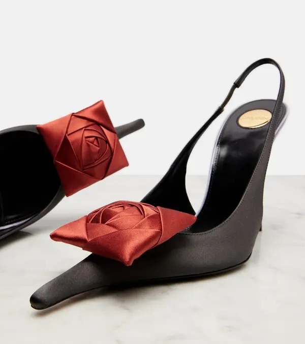 Saint Laurent Amalia 110 Crepe Satin Slingback Pumps