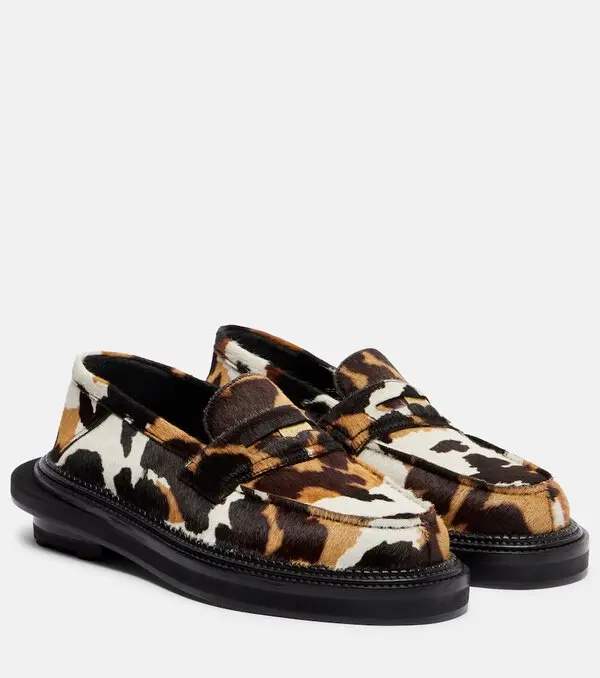 Sacai X J.m. Weston Calf Hair Penny Loafers - Multicoloured