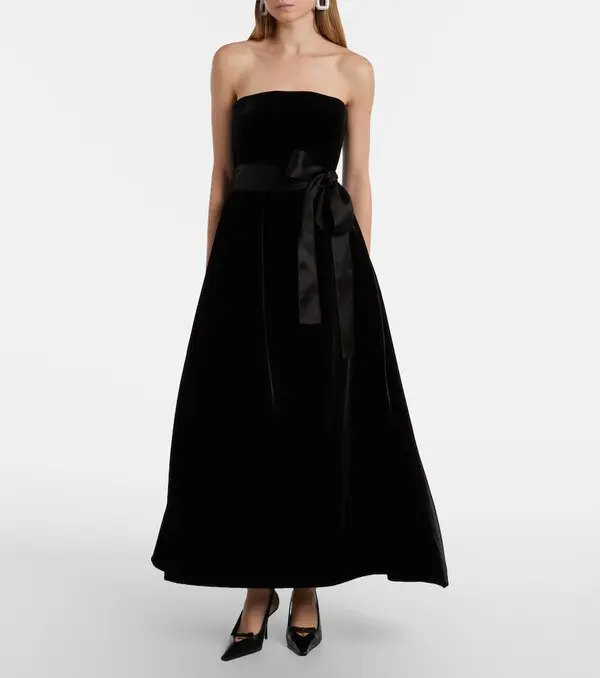 Elie Saab Belted Velvet Gown