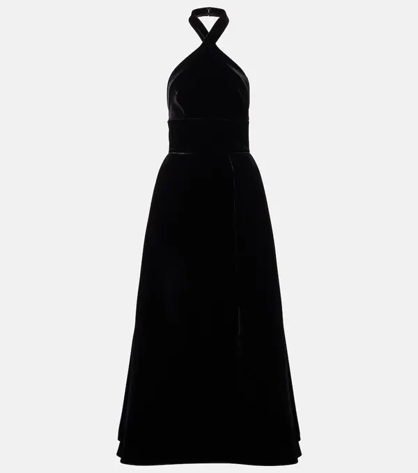 Elie Saab Halterneck Velvet Gown - Black