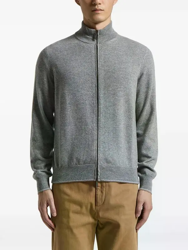Peserico High Neck Zip-fastening Cardigan - Grey