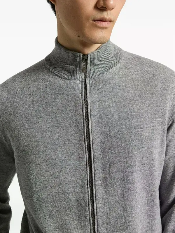 Peserico High Neck Zip-fastening Cardigan - Grey