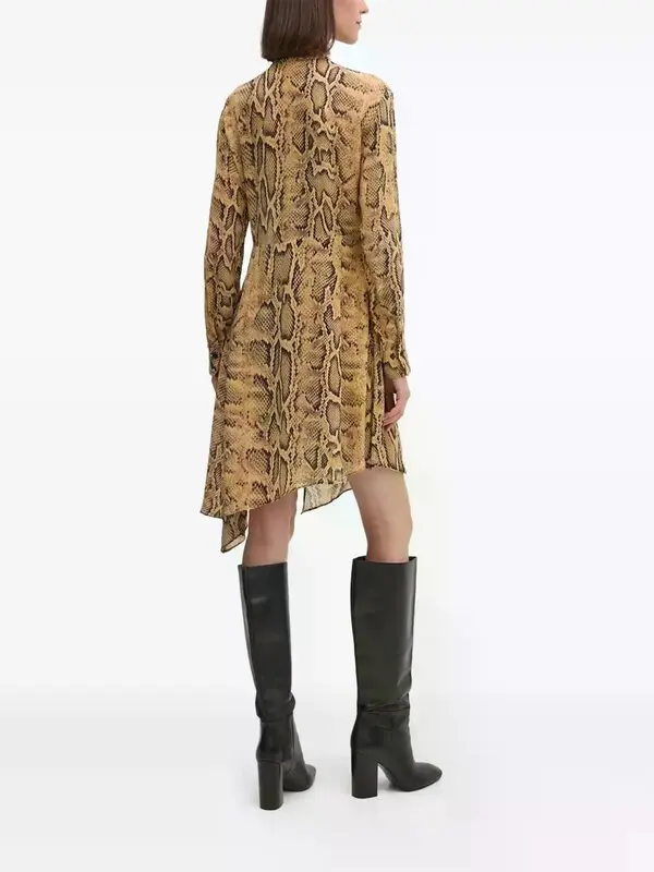 Sisley Snake-print Mini Dress With Tie Detail