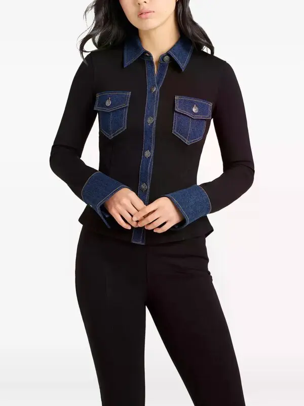 Cinq À Sept Long Sleeve Shirt With Denim Accents
